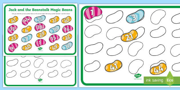 Jack and the Beanstalk Magic Bean Number Ordering 1-50