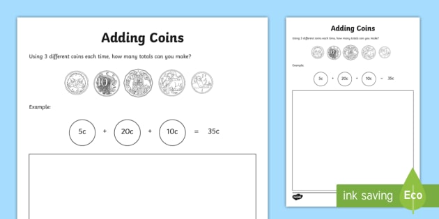 Adding Coins Worksheet (teacher made)