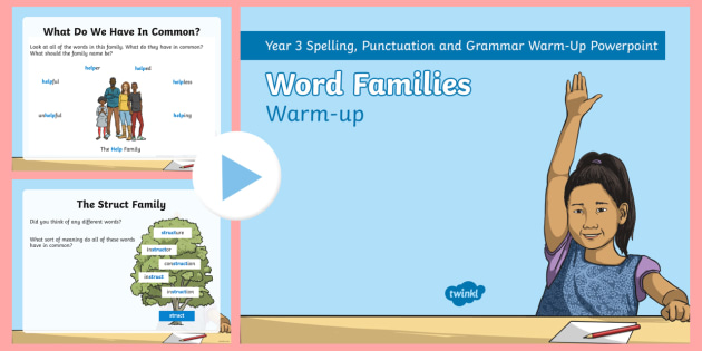 KS2 Word Families Warm-Up PowerPoint (teacher made)