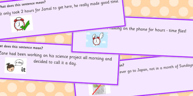 Time Idioms Sentence Cards (teacher made)