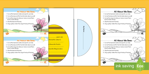All About Me Bee Craft - Grades K-3 (teacher made)