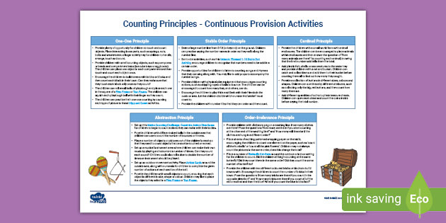 EYFS Principles of Counting - Continuous Provision Activities