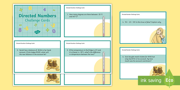 Directed Numbers Challenge Cards