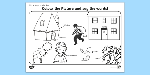 th Sound Word Production Colouring Scene (teacher made)