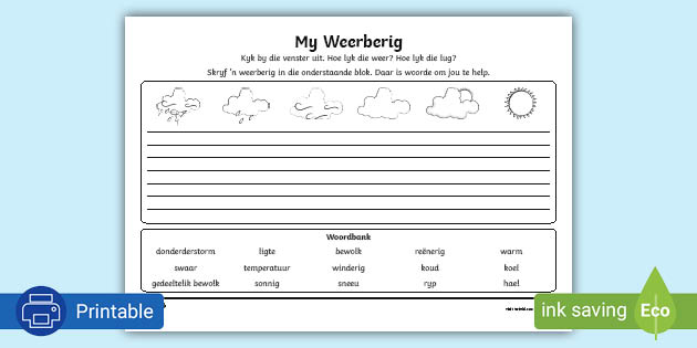 My Weerberig Aktiwiteitsblad (teacher made)