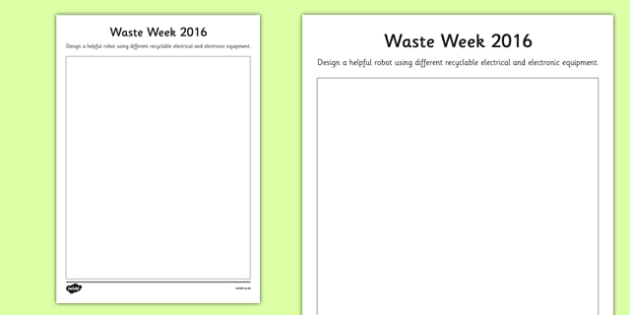 Waste Week 2016 Design a Robot Activity (teacher made)