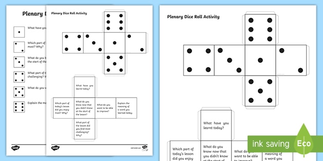 Plenary Dice Roll Activity (teacher made)