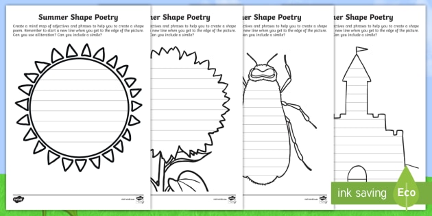 KS1 Summer Shape Poems - Worksheets (teacher made)