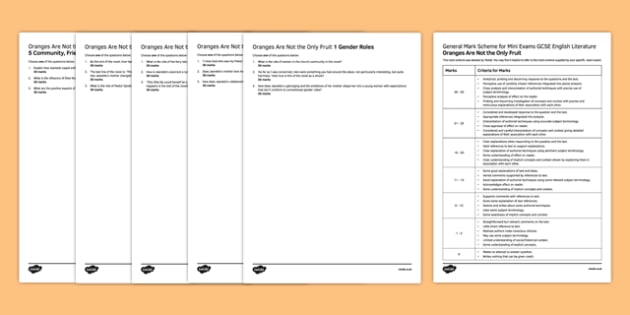 GCSE Oranges Are Not the Only Fruit Mini Exam Pack