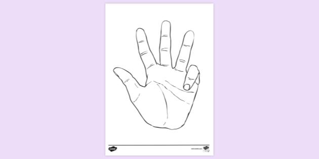 FREE! - Hand with Thumb and 3 Fingers Up Colouring Sheet