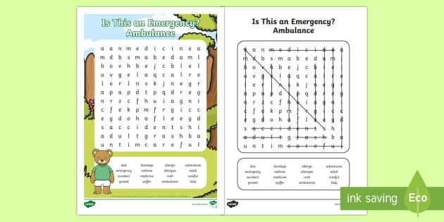 Word Search to Support Teaching on Is This An Emergency? Ambulance