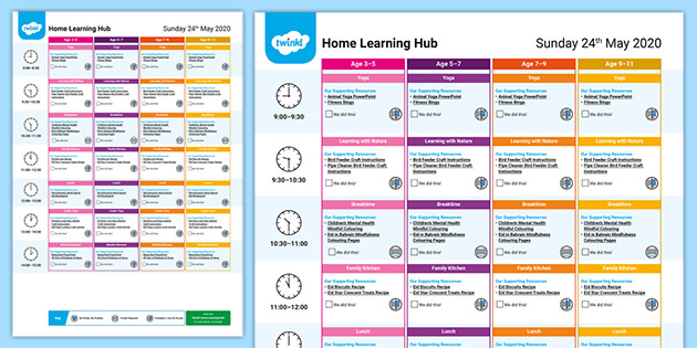 FREE! - Home Learning Hub Daily Plan Sunday 24th May