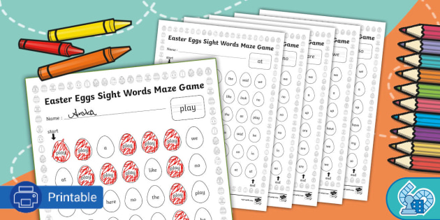 Easter Dolch Sight Words Maze Game - Easter Activities