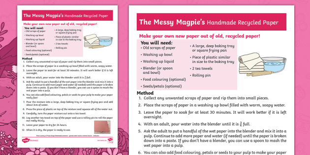 The Messy Magpie's Handmade Recycled Paper Craft Instructions
