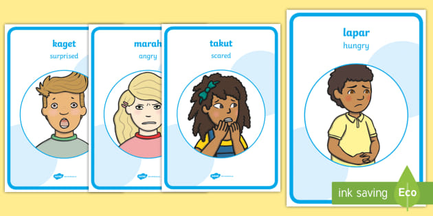 Indonesian English Feelings and Emotions Display Posters