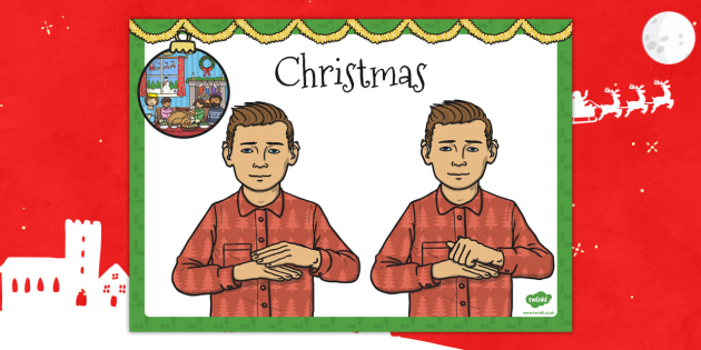 A4 British Sign Language Sign for Christmas Left Handed - sign