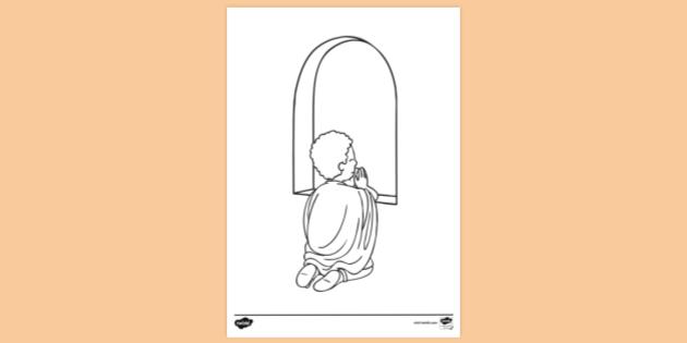 FREE! - Daniel Praying at a Window Colouring Sheet | Colouring Sheets