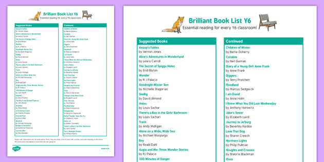 Brilliant Book List Y6