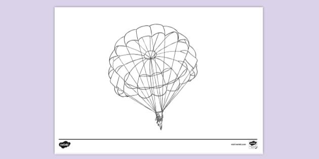 FREE! - Person on Parachute Colouring Sheet (teacher made)