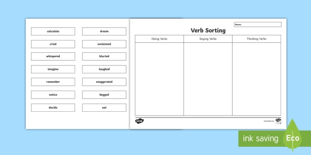 Verb Sorting Worksheet (teacher made)