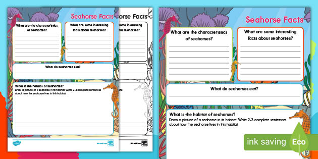Seahorse Facts Writing Activity