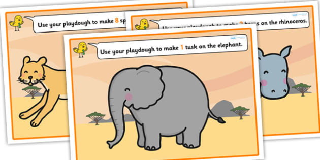 Safari Animal Counting Playdough Mats