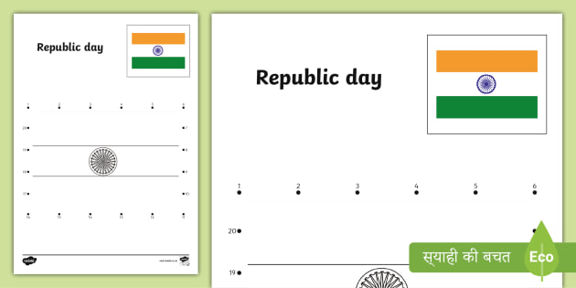 Indian Republic Day Flag-Dot to dot and colouring activity