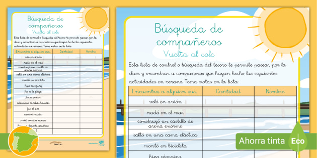 Búsqueda de tesoro de compañero vuelta a colegio diversión de verano