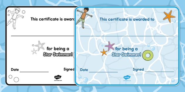Star Swimmer Certificate | Swimming Activities