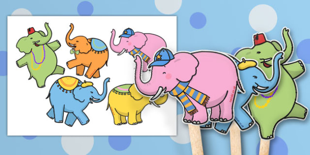 One Elephant Went Out to Play Stick Puppets (teacher made)