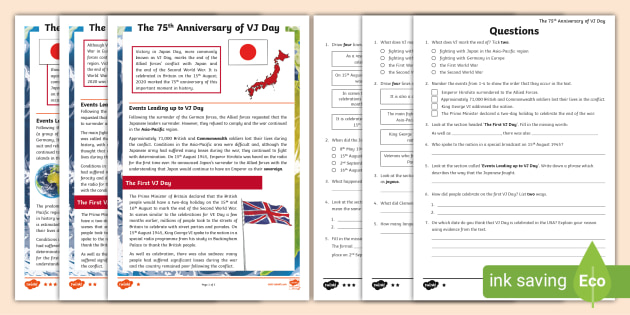 UKS2 The 75th Anniversary of VJ Day Differentiated Reading Comprehension