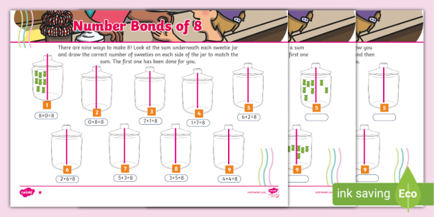 Number Bonds of Eight Differentiated Activity Sheets
