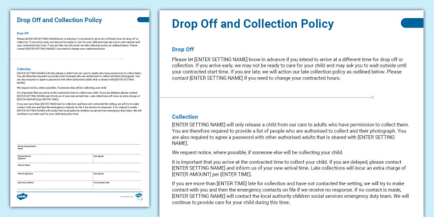 Dropping Off & Collections Policy (teacher made)