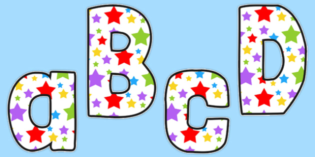 👉 Multicoloured Stars Themed Funky Display Letters and Numbers Pack