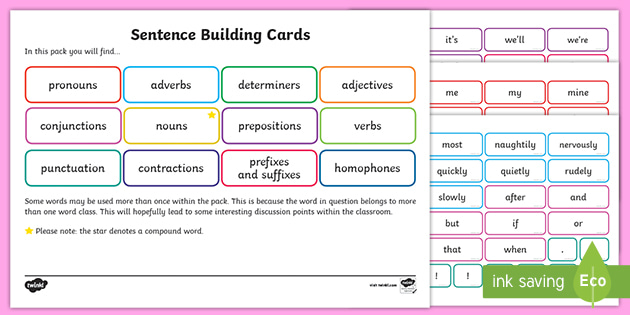 KS1 Sentence Building Blocks Word Cards teacher Made 