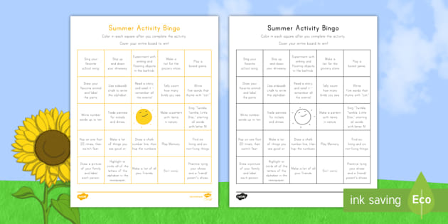 Summer Bingo Printable Game | Family Summer Break Activity