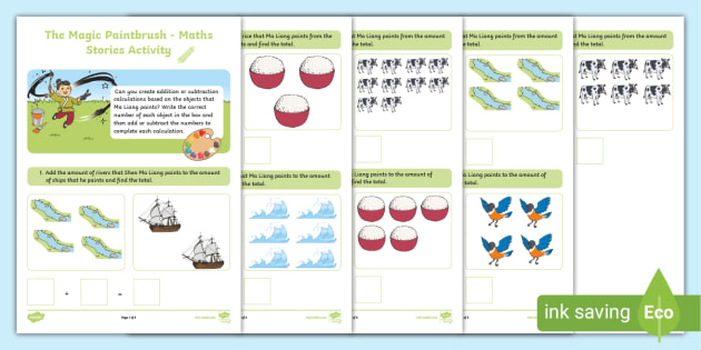 👉 KS1 The Magic Paintbrush Maths Stories Activity