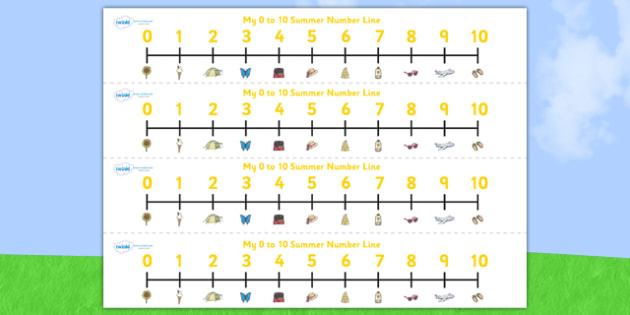 Summer Number Line (0-10) (teacher made)