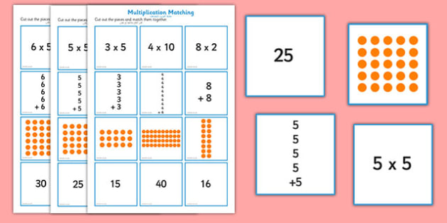 2, 5 and 10 Times Table Multiplication Matching Puzzle Arabic Translation