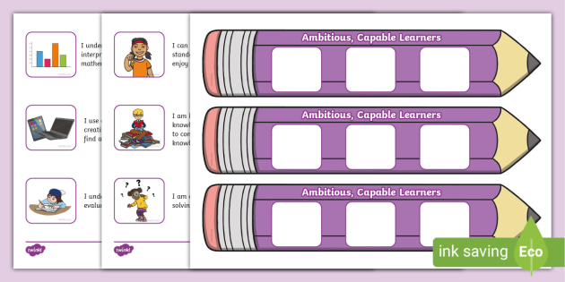 CfW The Four Purposes Pencil Targets: Ambitious, Capable Learners