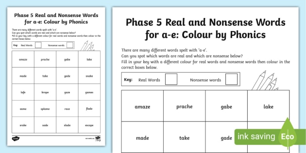* NEW * Phase 5 AE words - Split Digraph Colour By Phoneme
