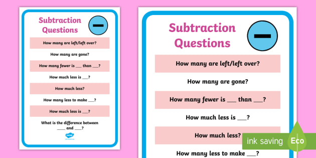 FREE! - Key Stage 1 Subtraction Questions Poster