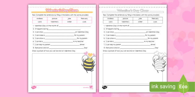 Valentine's Day Cloze Activity - Grades K-3 (Teacher-Made)