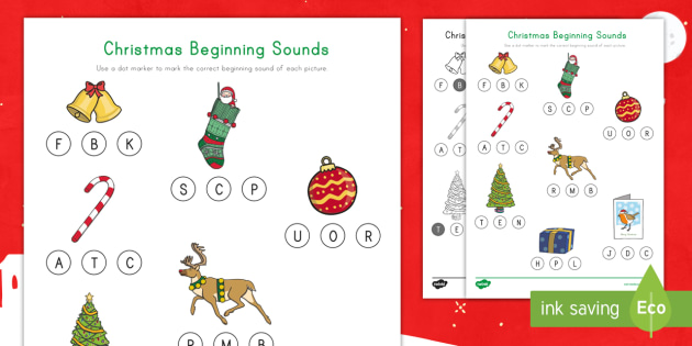 Christmas Beginning Sounds Worksheet / Activity Sheet