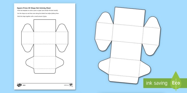 Square Prism 3D shape net Worksheet / Worksheet