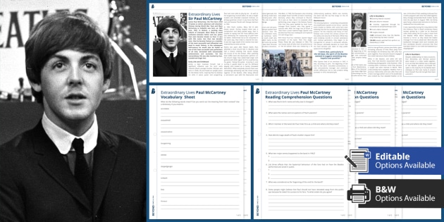 Extraordinary Lives: Paul McCartney Differentiated Reading Comprehension