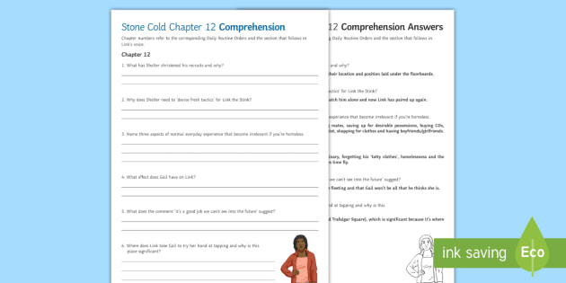 Chapter 12 Comprehension Questions to Support Teaching on 'Stone Cold' by