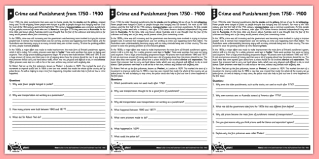 Crime and Punishment Differentiated Reading Comprehension Activity