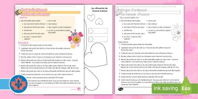 Love Bug Valentine's Craft Activity French (teacher made)