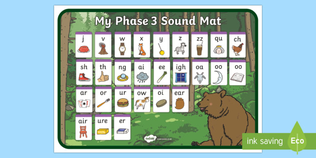 Bear Themed Phase 3 Sound Mat - Phase 3 Sound Mat